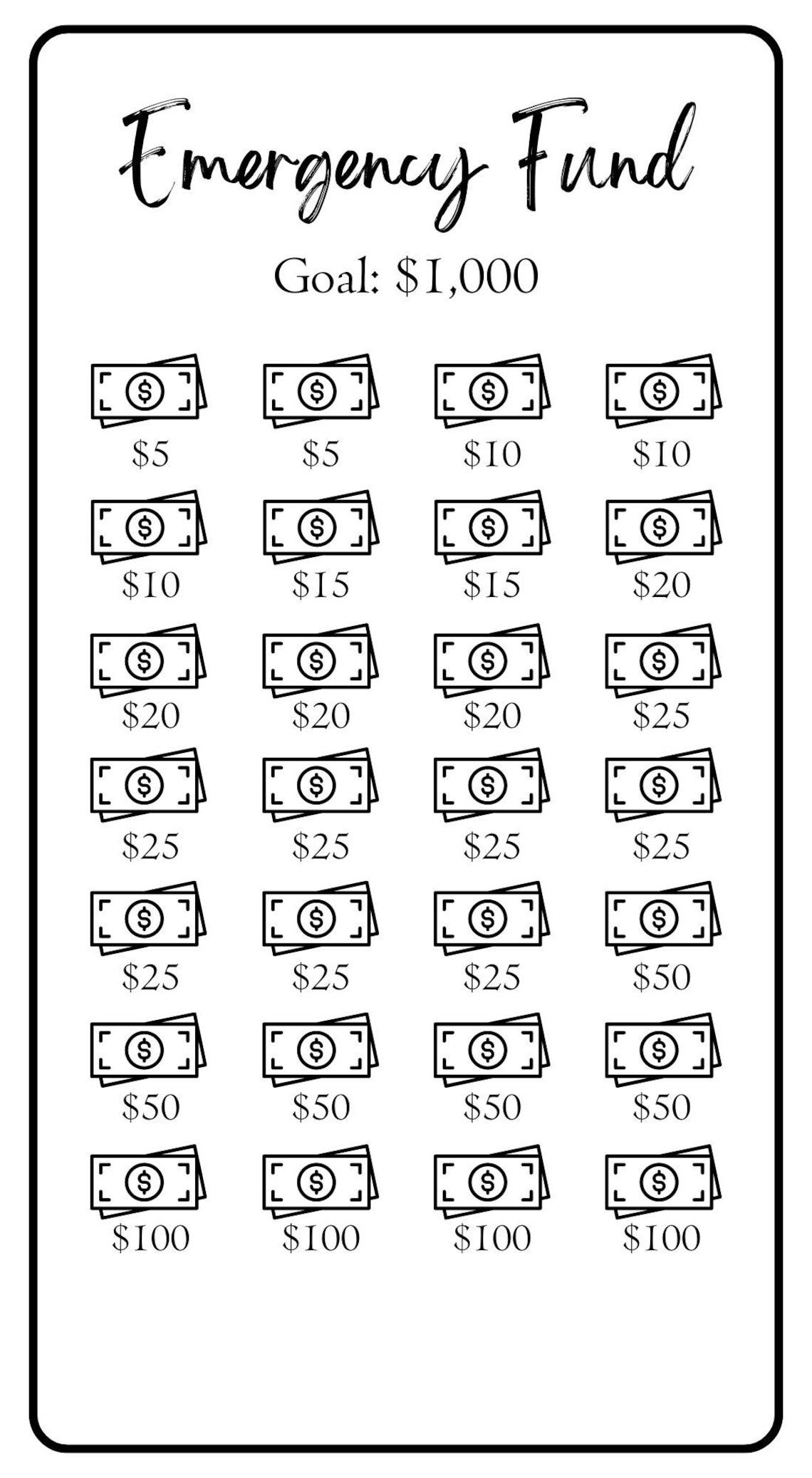 Printable Emergency Fund Savings Tracker - Etsy