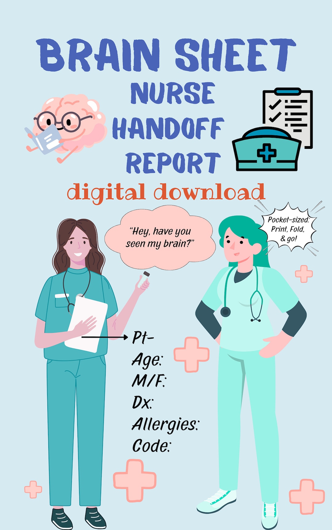 Nurse Notes Brain Sheet - Ultimate Organizer for Shift Planning ...