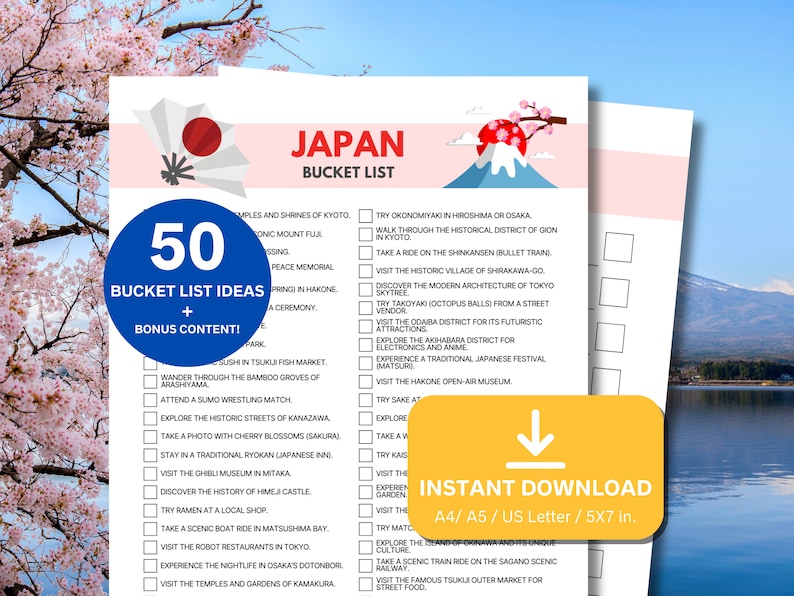 Japan Bucket List Printable Japan Travel Planner Checklist Japan Travel ...