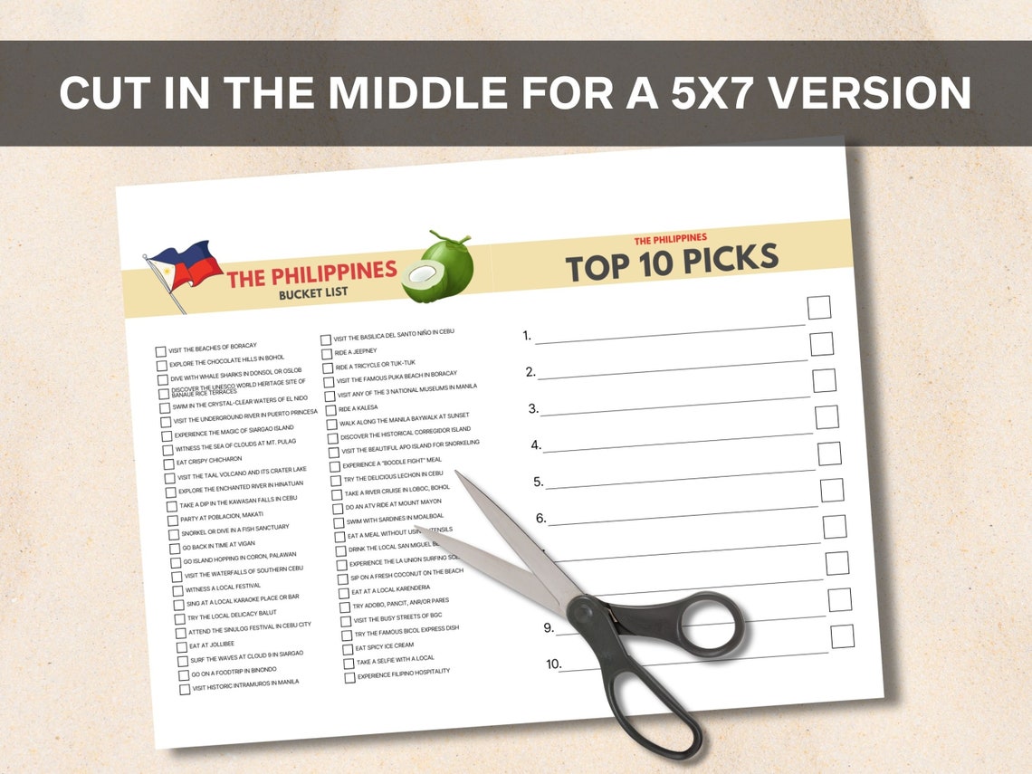 The Philippines Bucket List Printable Philippines Travel Planner ...