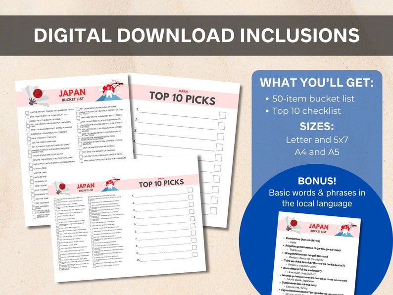 Japan Bucket List Printable Japan Travel Planner Checklist Japan Travel ...