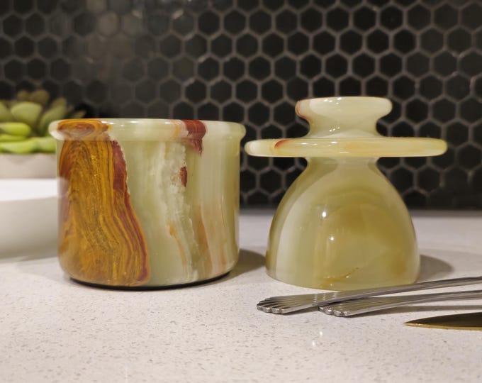 Onyx Green Butter Dish With Lid: Green Marble Butter Keeper, Butter ...