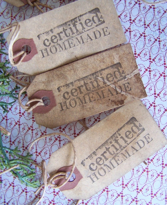 Items similar to Handmade Tags, Primitive Tags, Homemade, Gifts ...
