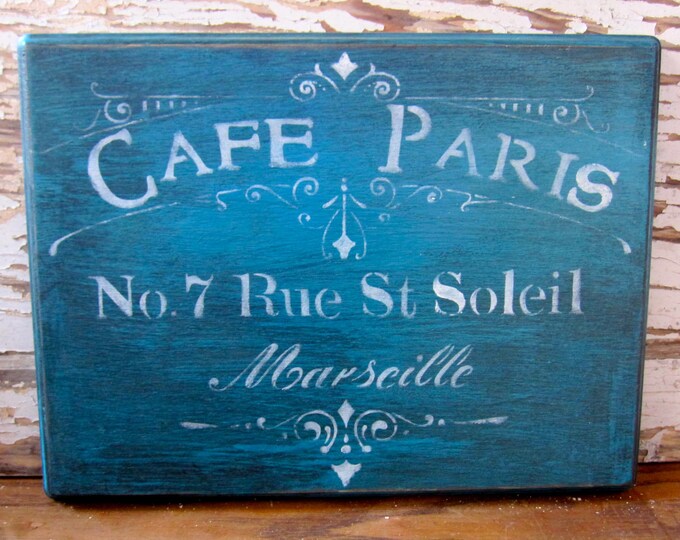 Turquoise Sign Paris Sign Paris French Cafe Sign French - Etsy