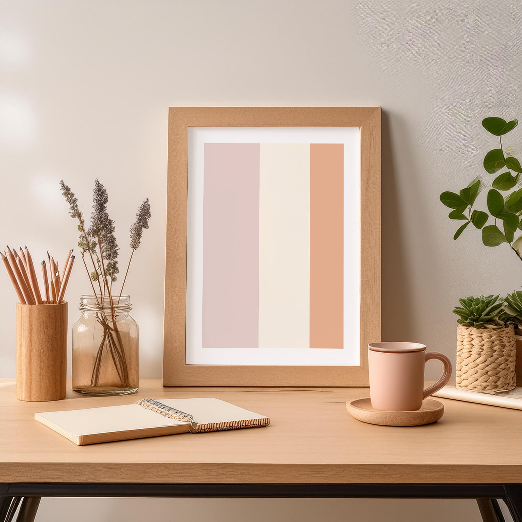 Minimalist Color Field Wall Art Soft Beige and Peach Stripes Digital ...