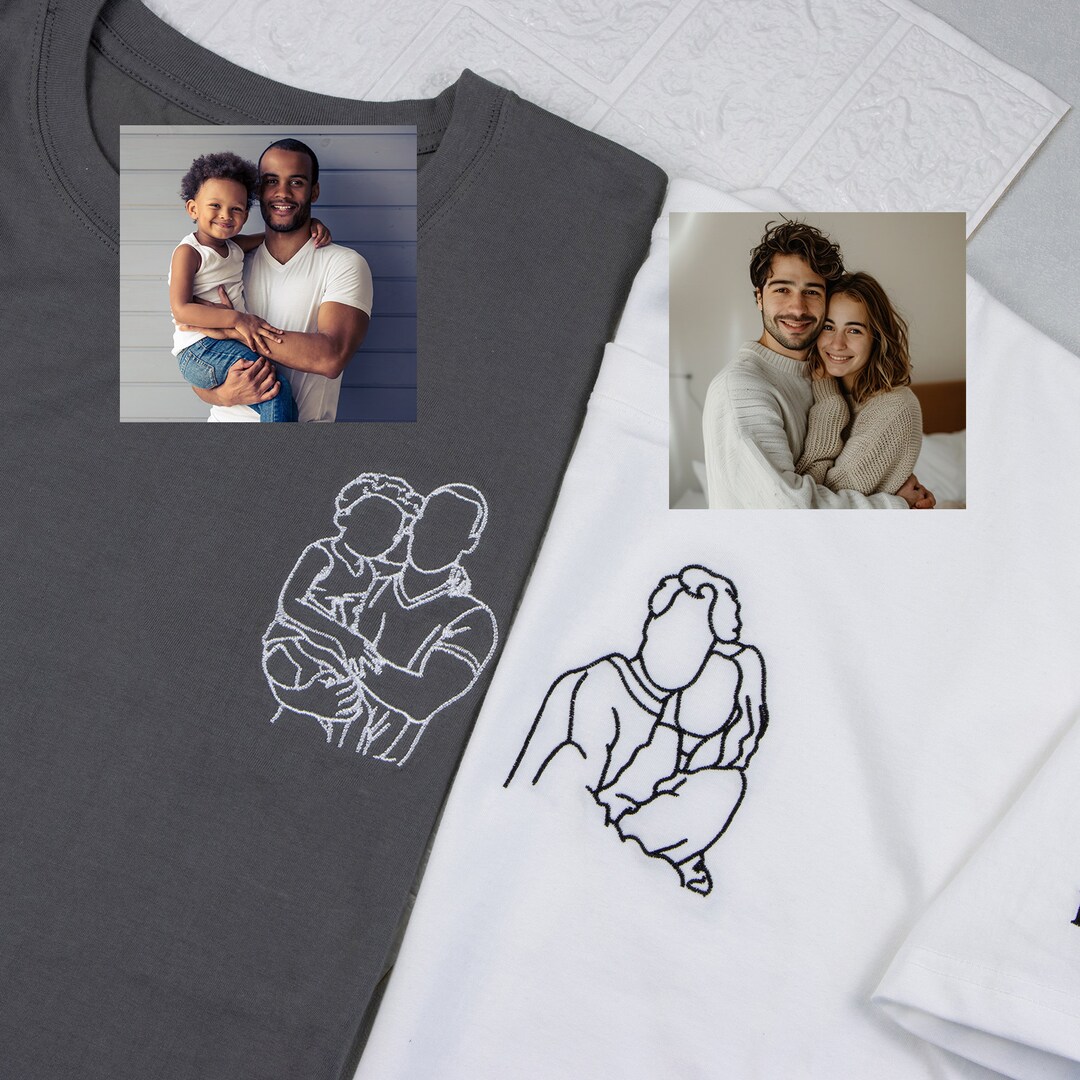 Personalized Embroidered Portrait Shirt-custom Embroidered Tee From ...