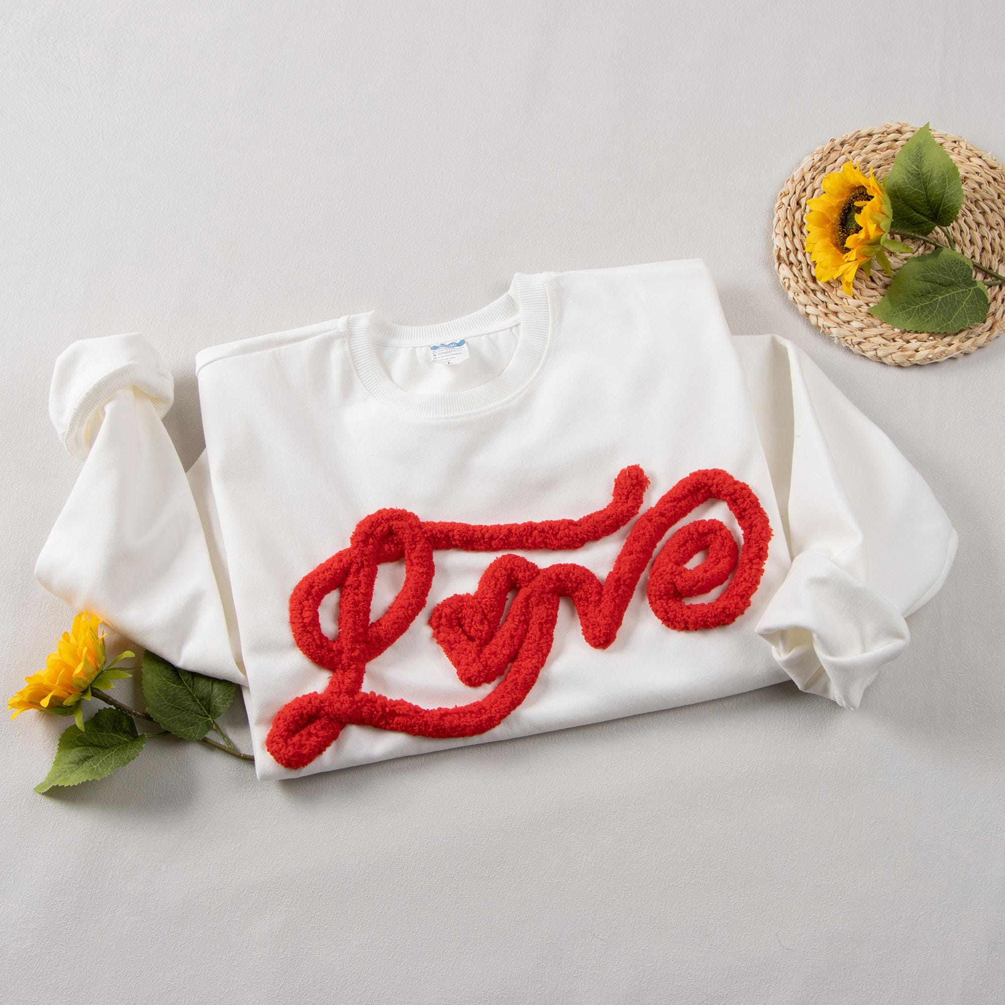 Custom Embroidered Chenille Yarn Sweatshirt-fuzzy Letters Crewneck ...