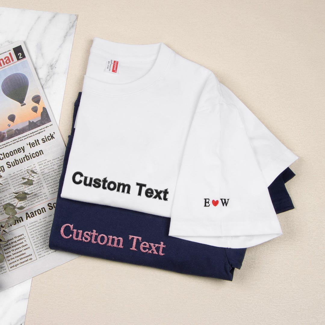 Personalized Embroidered T-shirts-custom Text Shirt,custom Embroidery ...