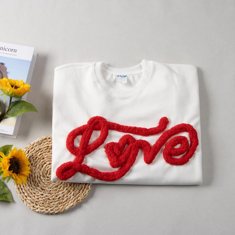 Custom Embroidered Chenille Yarn Sweatshirt-fuzzy Letters Crewneck ...