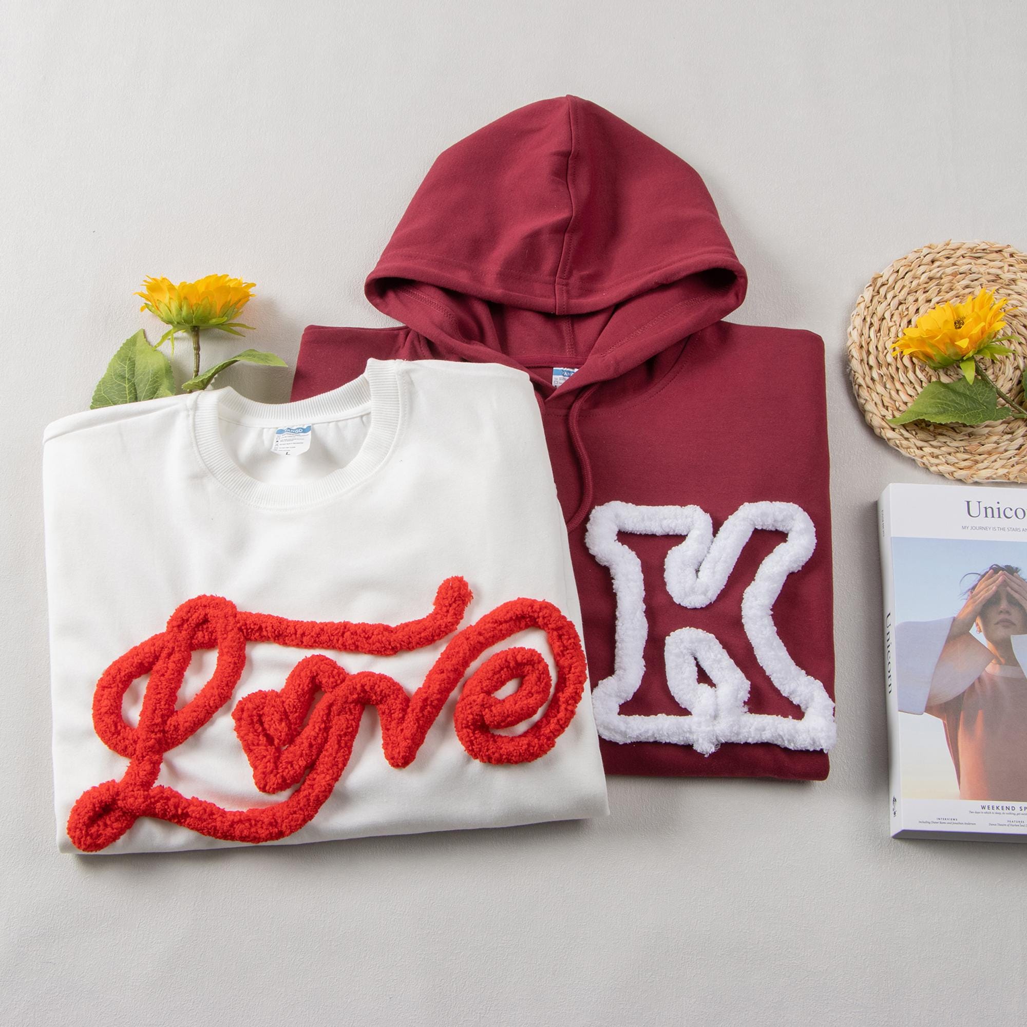 Custom Embroidered Chenille Yarn Sweatshirt-fuzzy Letters Crewneck ...