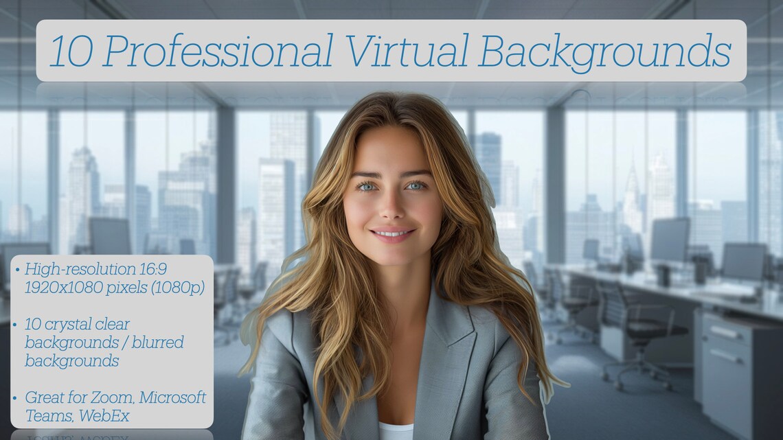 10 Professional Zoom Backgrounds | Virtual Office Bundle (digital ...