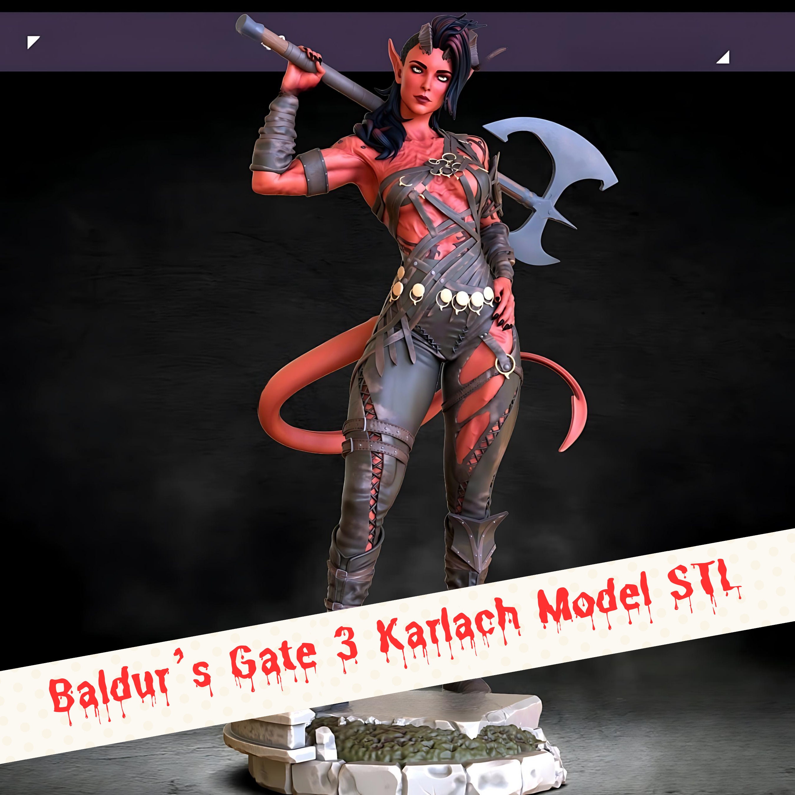 Baldurs Gate 3 Karlach Bust Model Stl Files Karlach Stl Files Diaroma