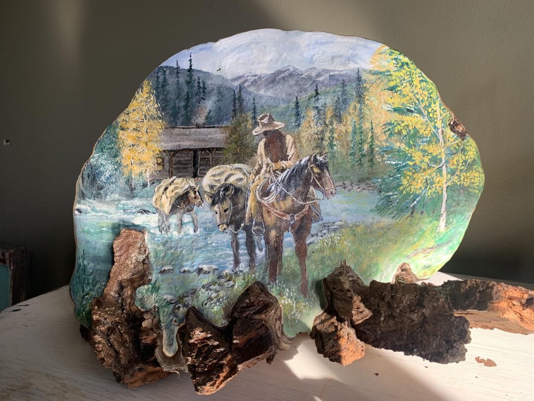 Hand Painted Artist Tree Conk. Shelf Mushroom . Rustic Art. Unique ...