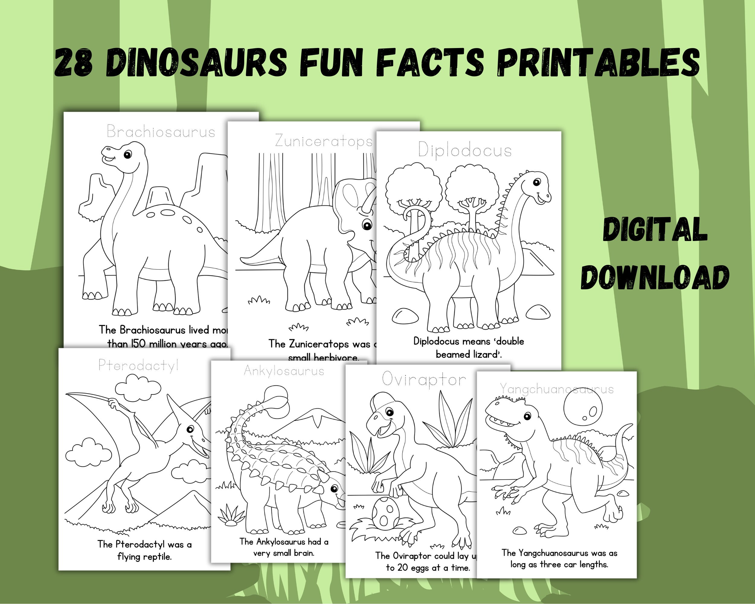 Dinosaurs Fun Facts Printables - Etsy