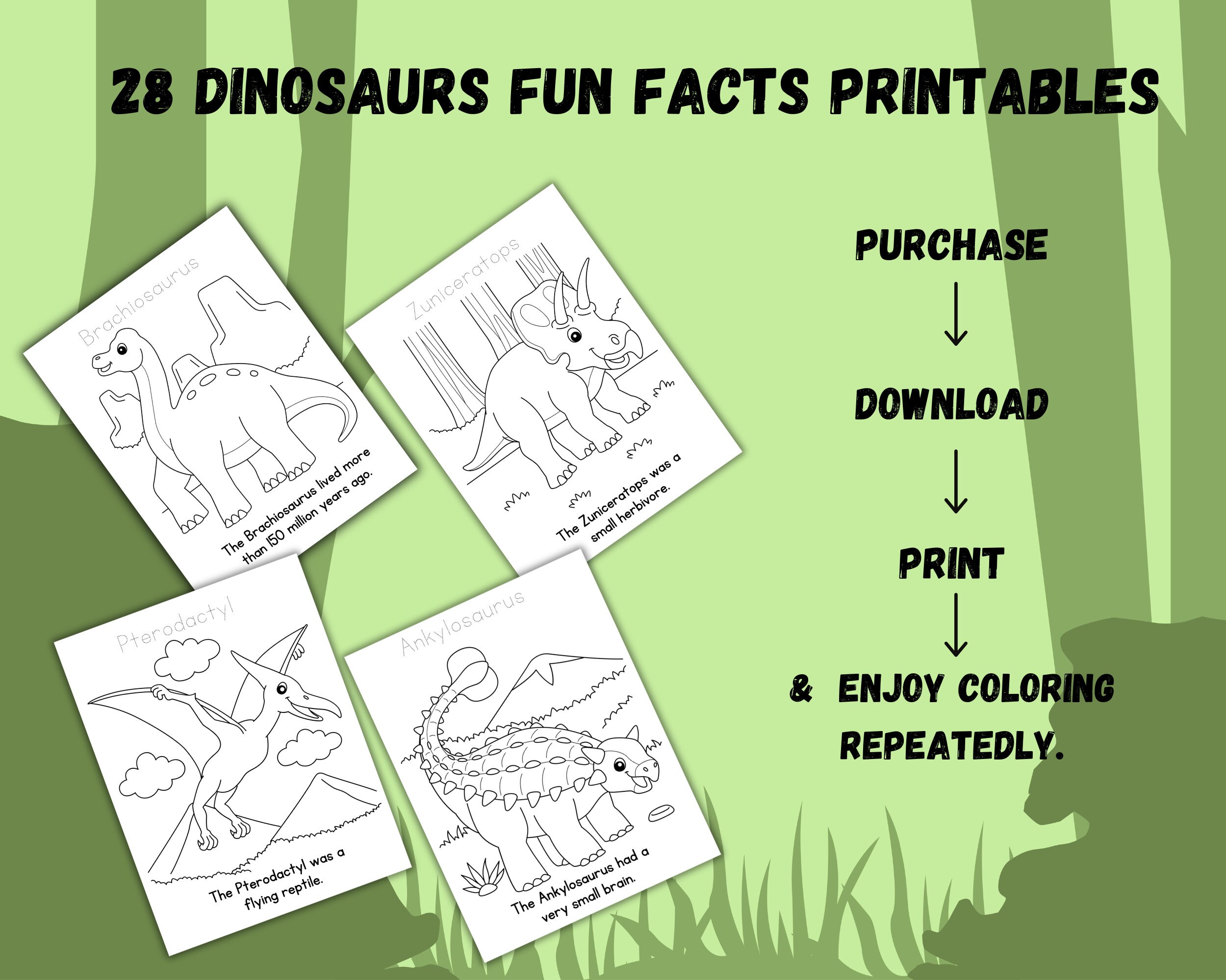 Dinosaurs Fun Facts Printables - Etsy
