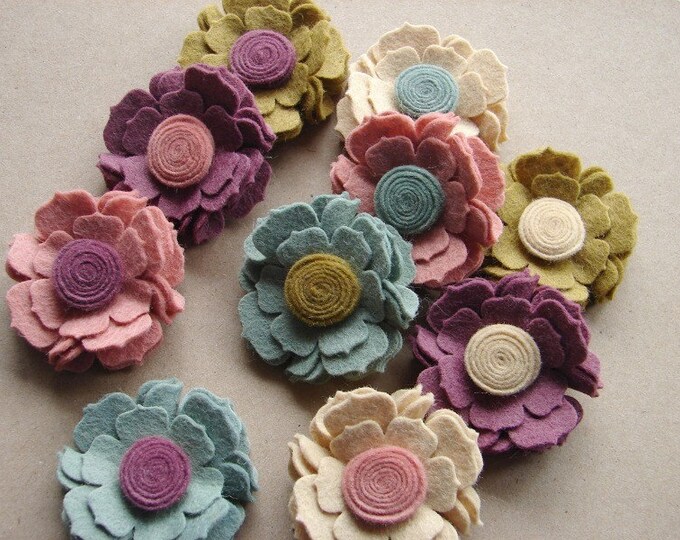 Wool Felt Flower - Cottage Blossoms- Dimensional Wool Felt Flowers - Etsy