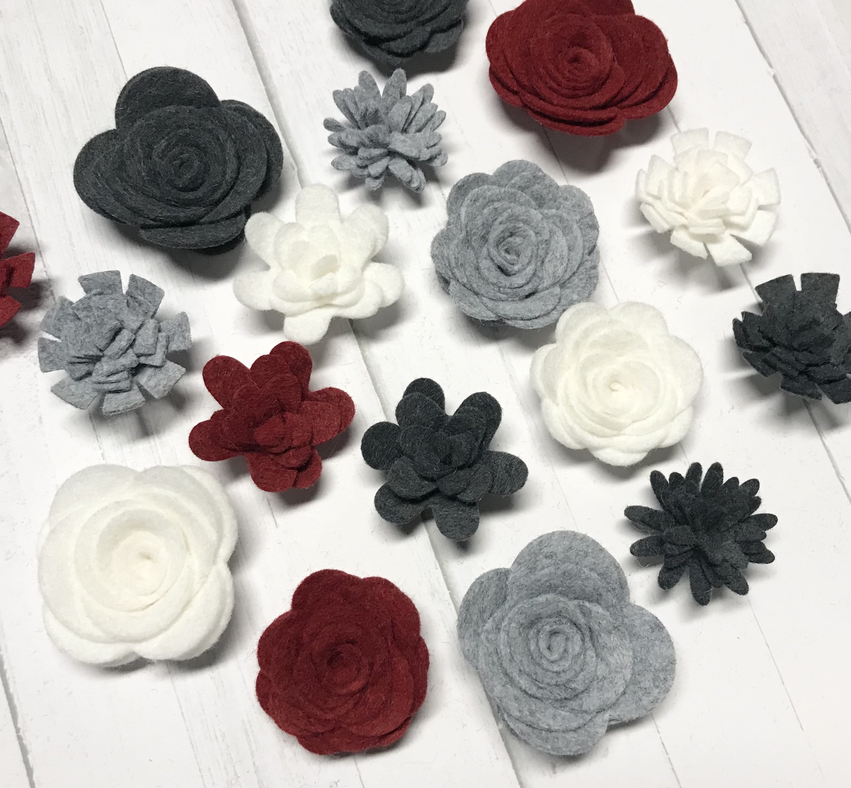 Wool Felt Flowers DIY Felt Flowers Winter Flannel | Etsy