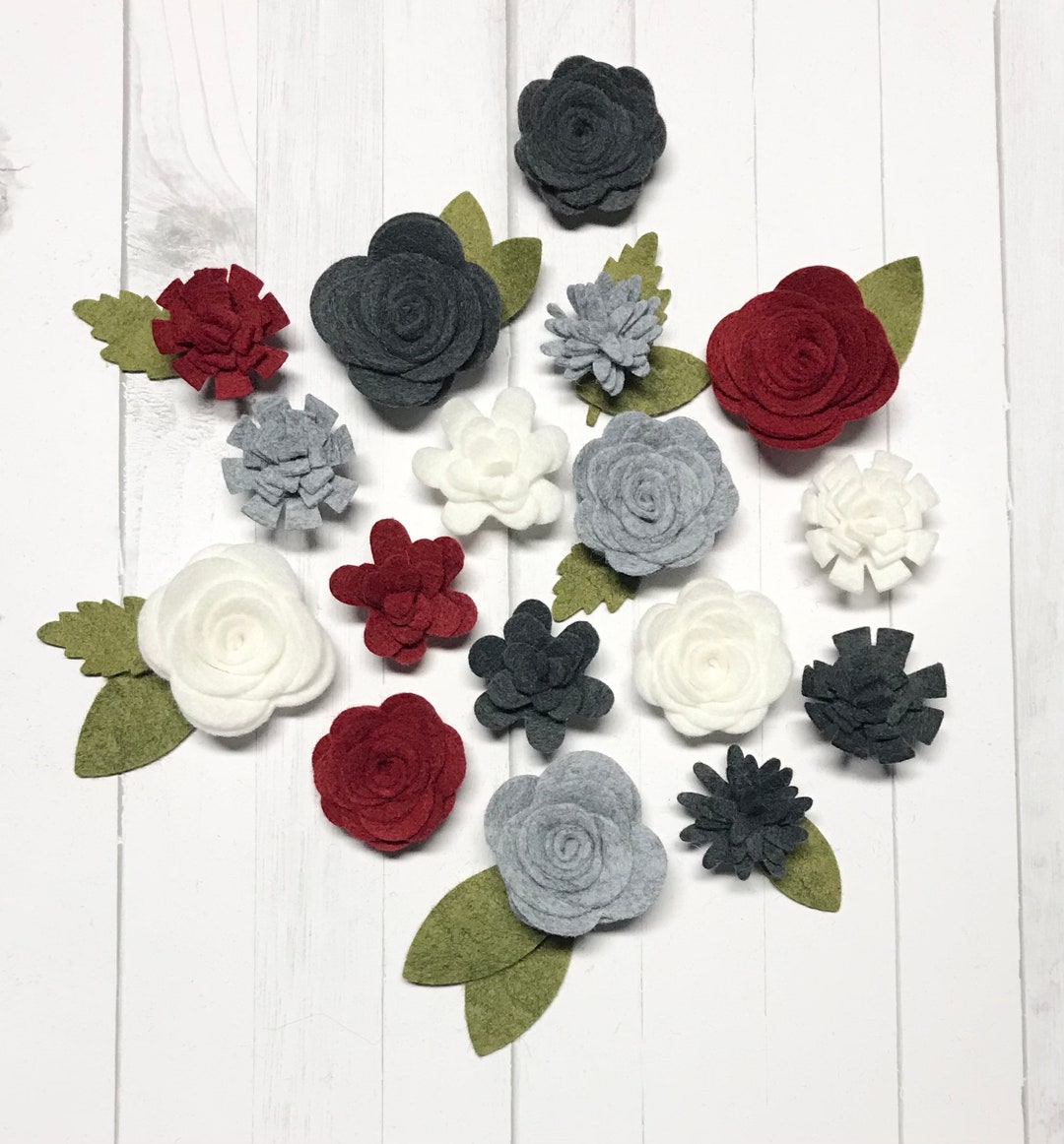Wool Felt Flowers - DIY Felt Flowers - Winter Flannel - Farmhouse ...