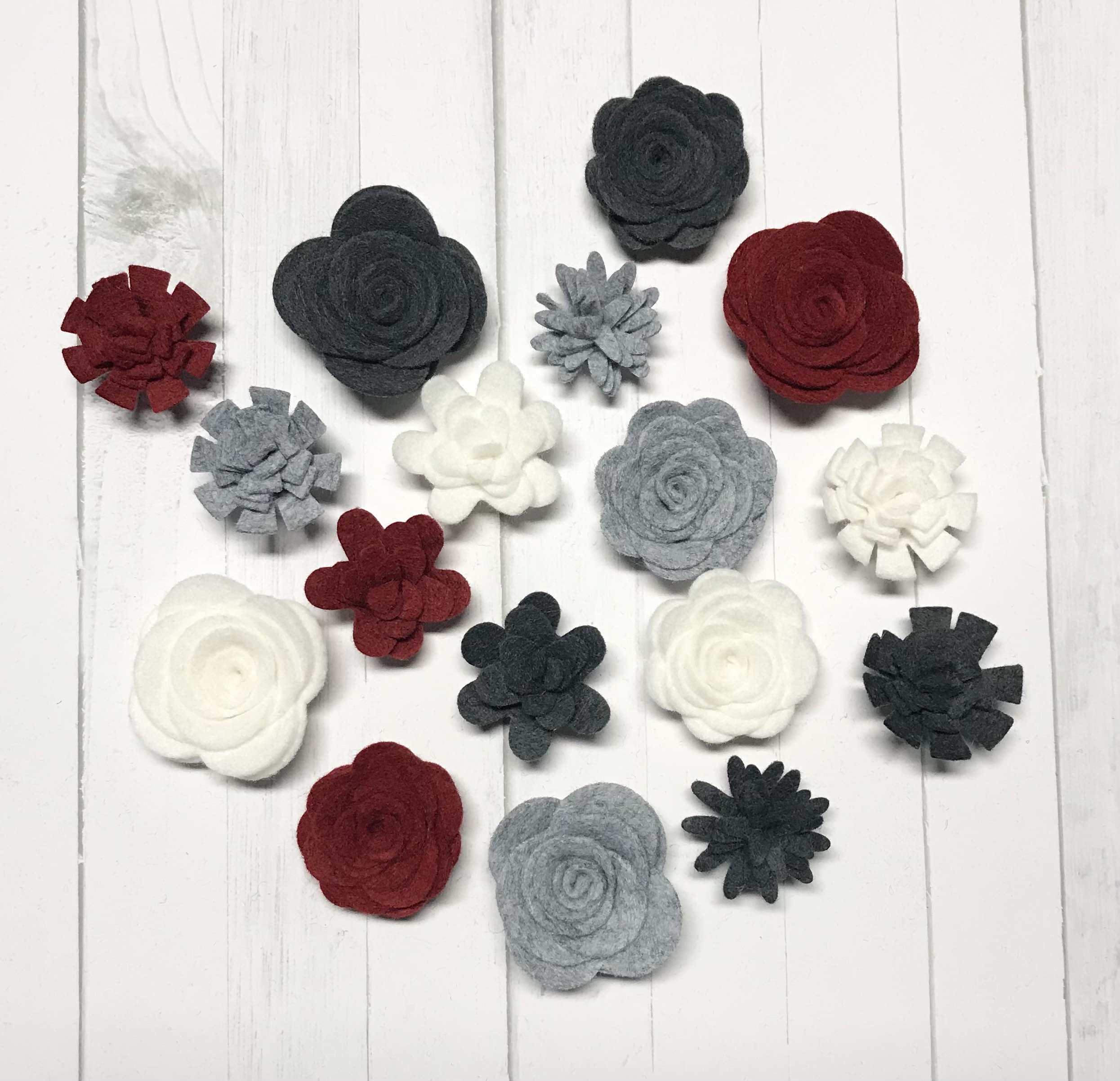 Wool Felt Flowers DIY Felt Flowers Winter Flannel | Etsy