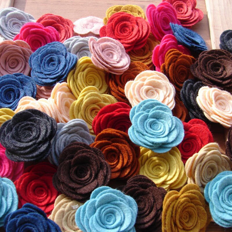 Wool Felt Flowers - Etsy