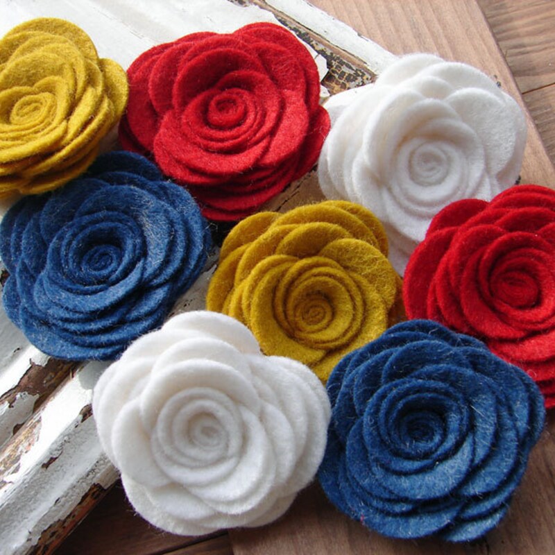 Blue Felt Flowers - Etsy