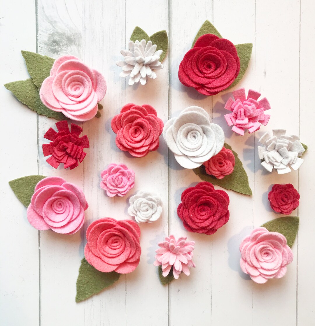 DIY Wool Blend Felt Flower Kit: Valentine's Day Pink Flowers - Etsy