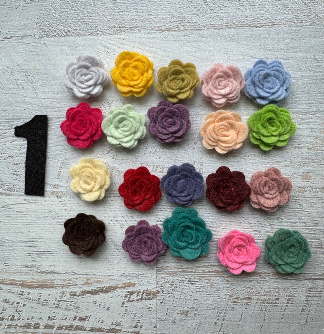 Wool Felt Mini Posies, 20 Flowers, Extra Flowers When Cutting, 1 ...