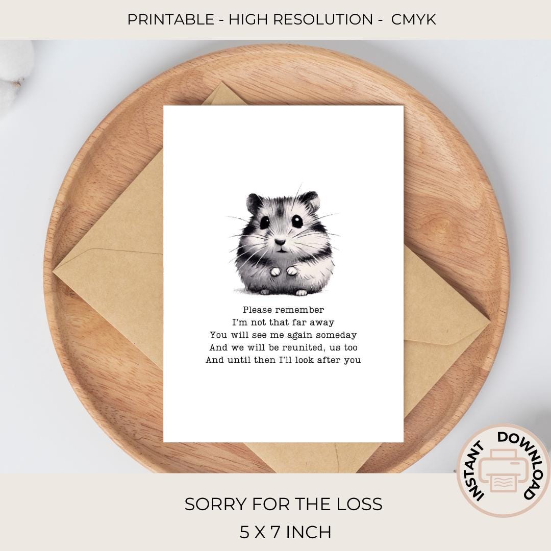 Sympathy Card Hamster | Loss of Hamster | Hamster Loss | Instant ...