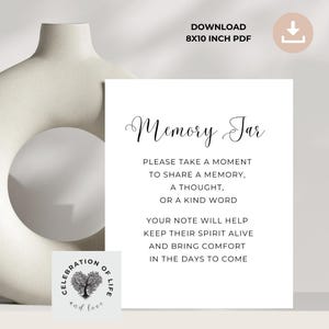Funeral MEMORY JAR Table Sign | Minimalist Memorial Table Sign ...