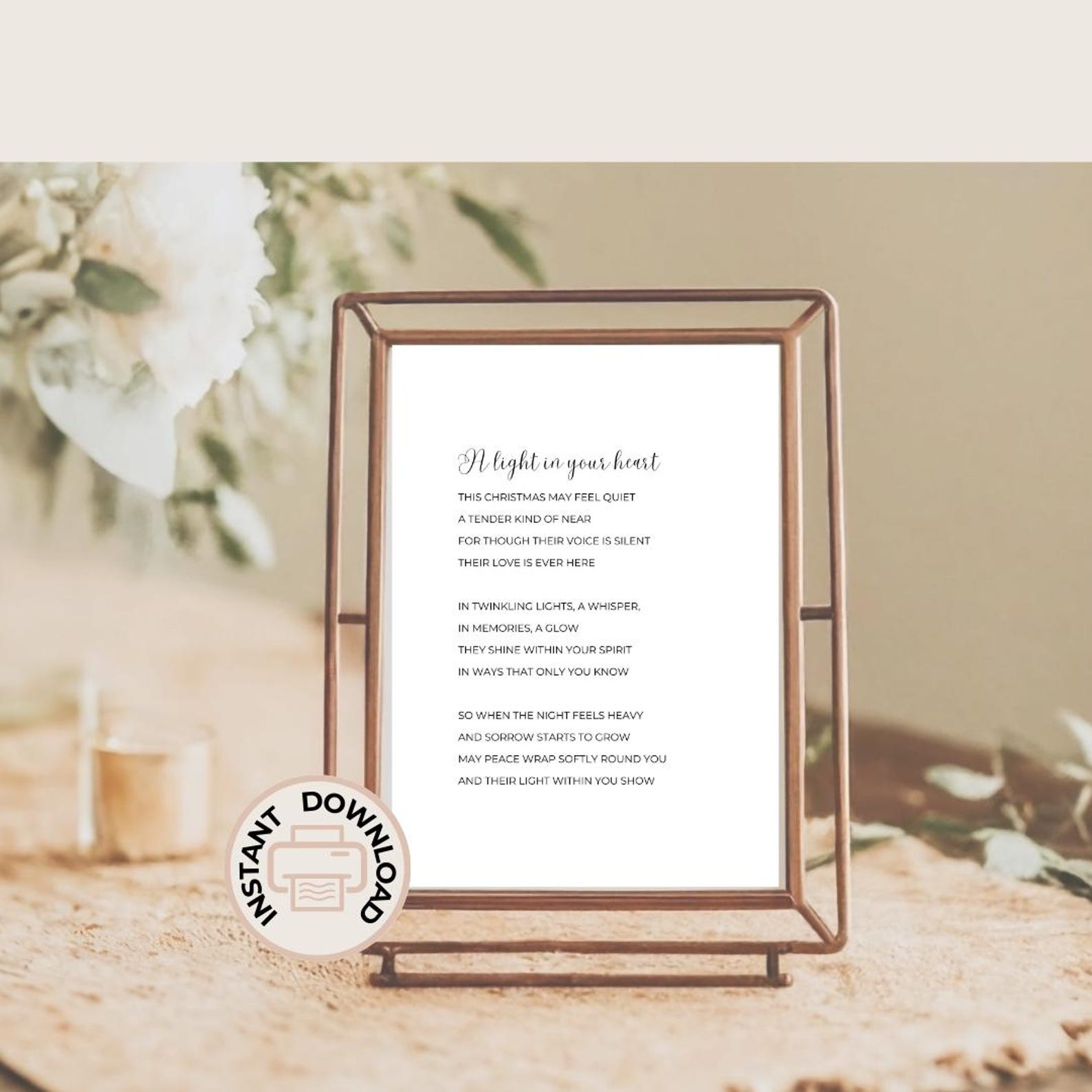 Christmas Memorial Poem Sympathy Card | Printable Christmas Card for ...