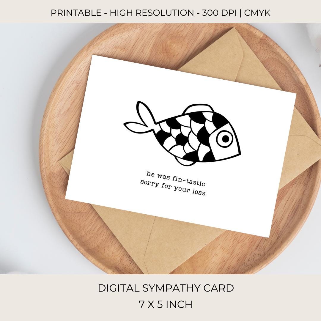 Sorry for Your Loss | Fish Sympathy Card | Loss of Fish | Loss of Pet ...