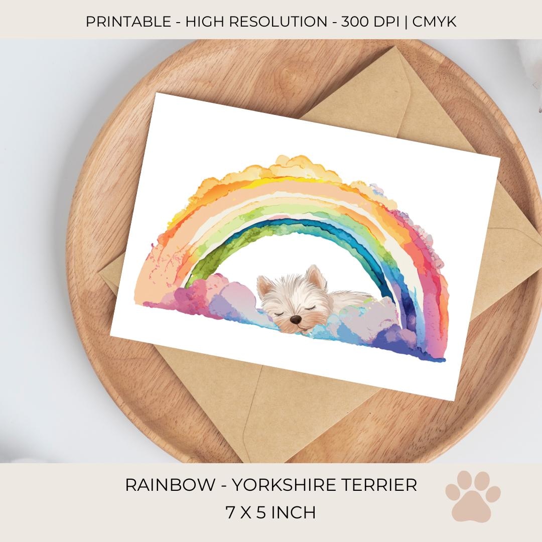 Rainbow Bridge Dog Card | in Loving Memory Yorkshire Terrier | Sympathy ...