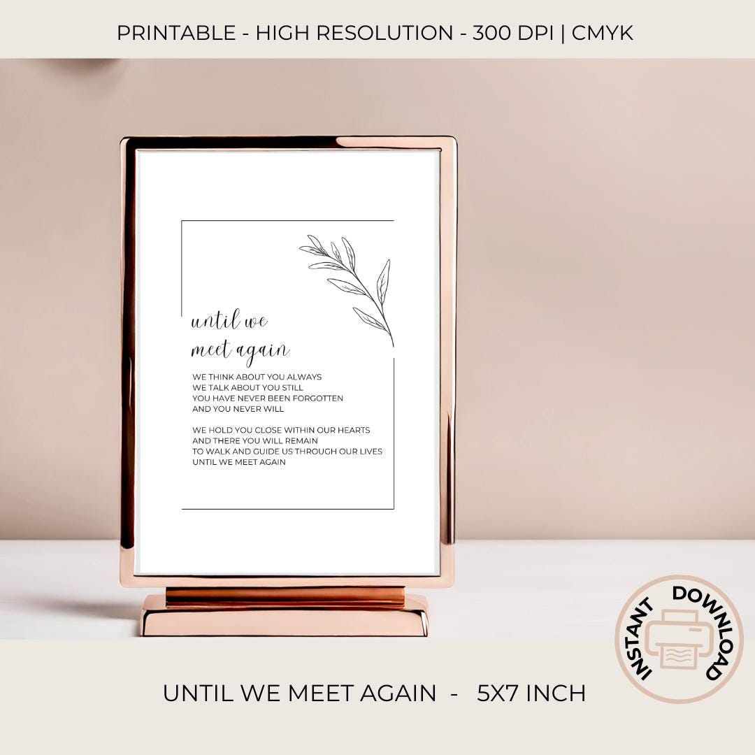 Poem for Funeral Memorial Service Keepsake Funeral Poster Until We Meet ...