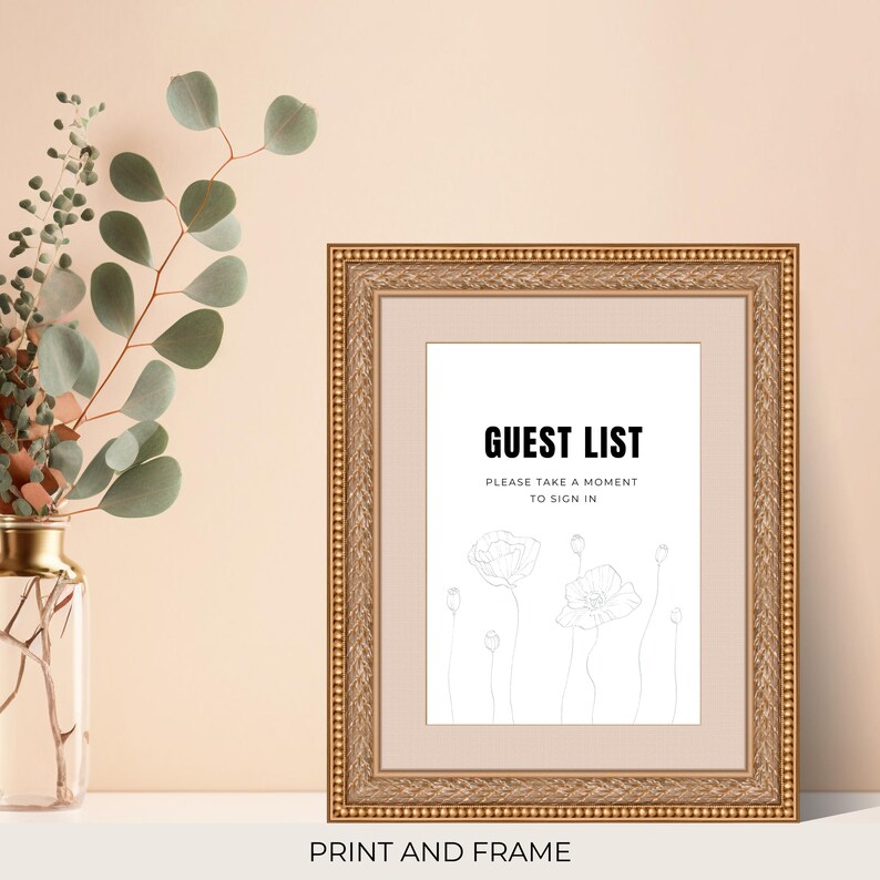 Funeral Guest List Sign in Sheet | Printable Sign in | Guest List Sign ...
