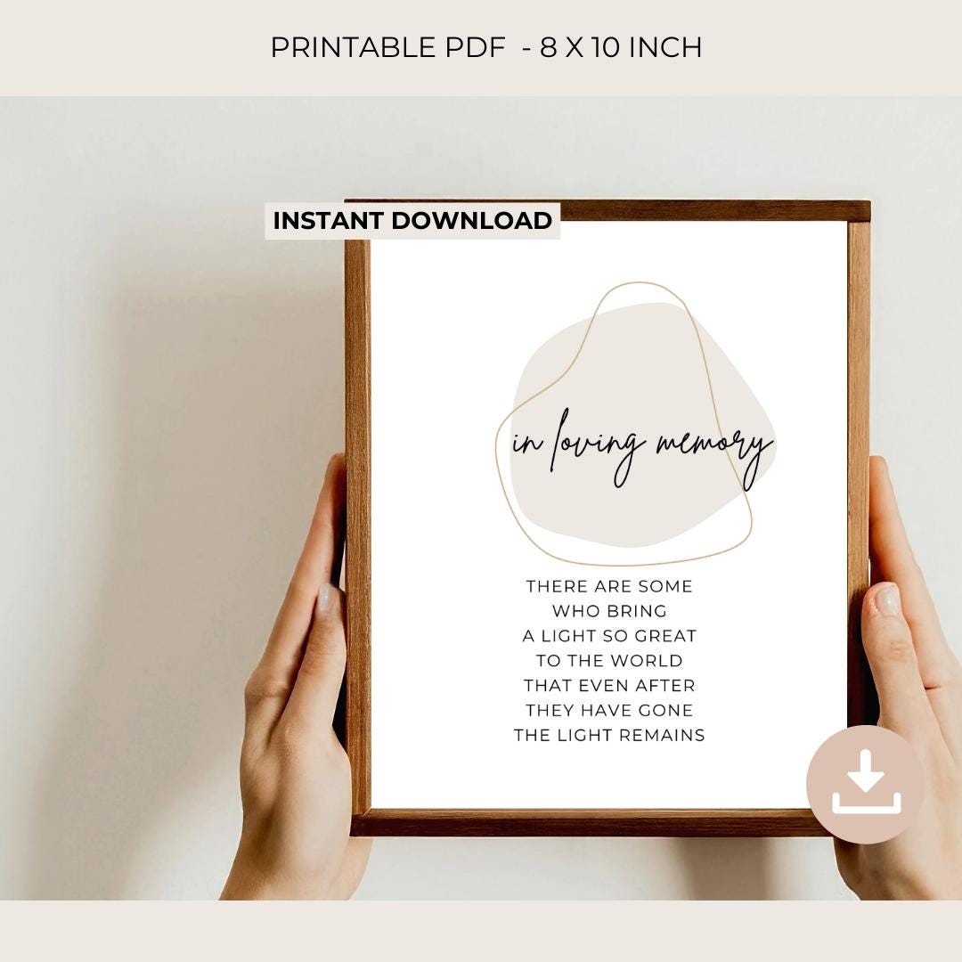 The Light Remains Printable Sign | Wedding Remembrance | in Loving ...