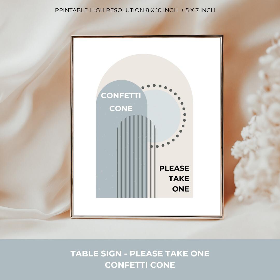 Confetti Cone Wedding Sign | Please Take One | Boho Wedding Decoration ...