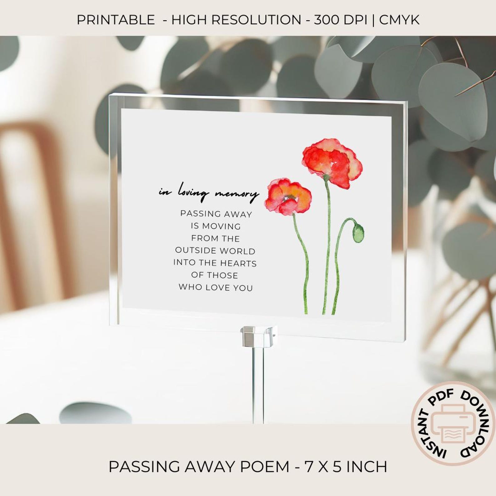 Thoughtful Table Sign Poem | in Loving Memory - 7x5 Digital File ...