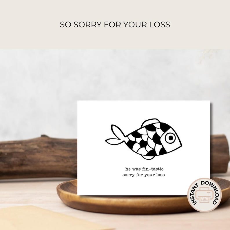 Sorry for Your Loss | Fish Sympathy Card | Loss of Fish | Loss of Pet ...