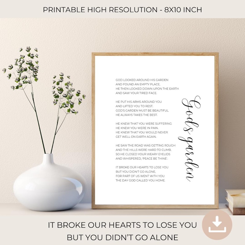 God's Garden Poem | Funeral Poem | Love From Heaven | in Loving Memory ...