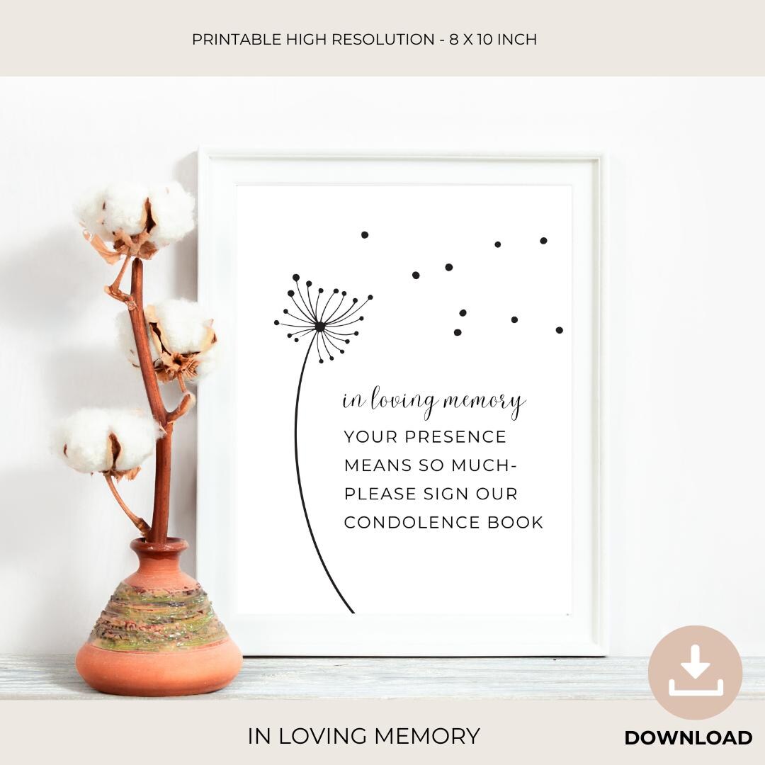 PLEASE SIGN Our CONDOLENCE Book Table Sign | Minimalist Table Sign | in ...