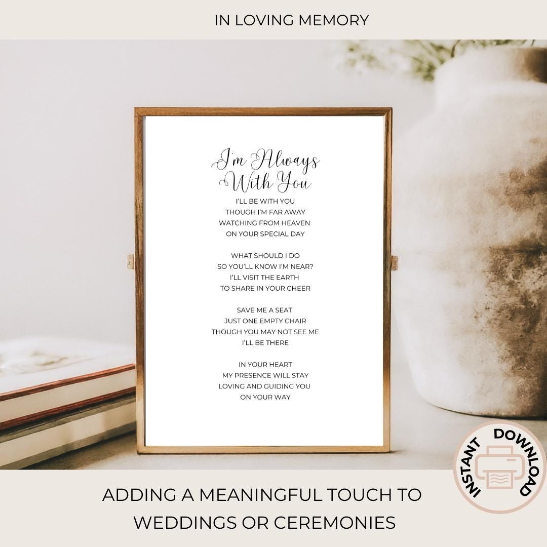 Reserved Wedding Sign POEM | Wedding Memorial Poem Printable ...
