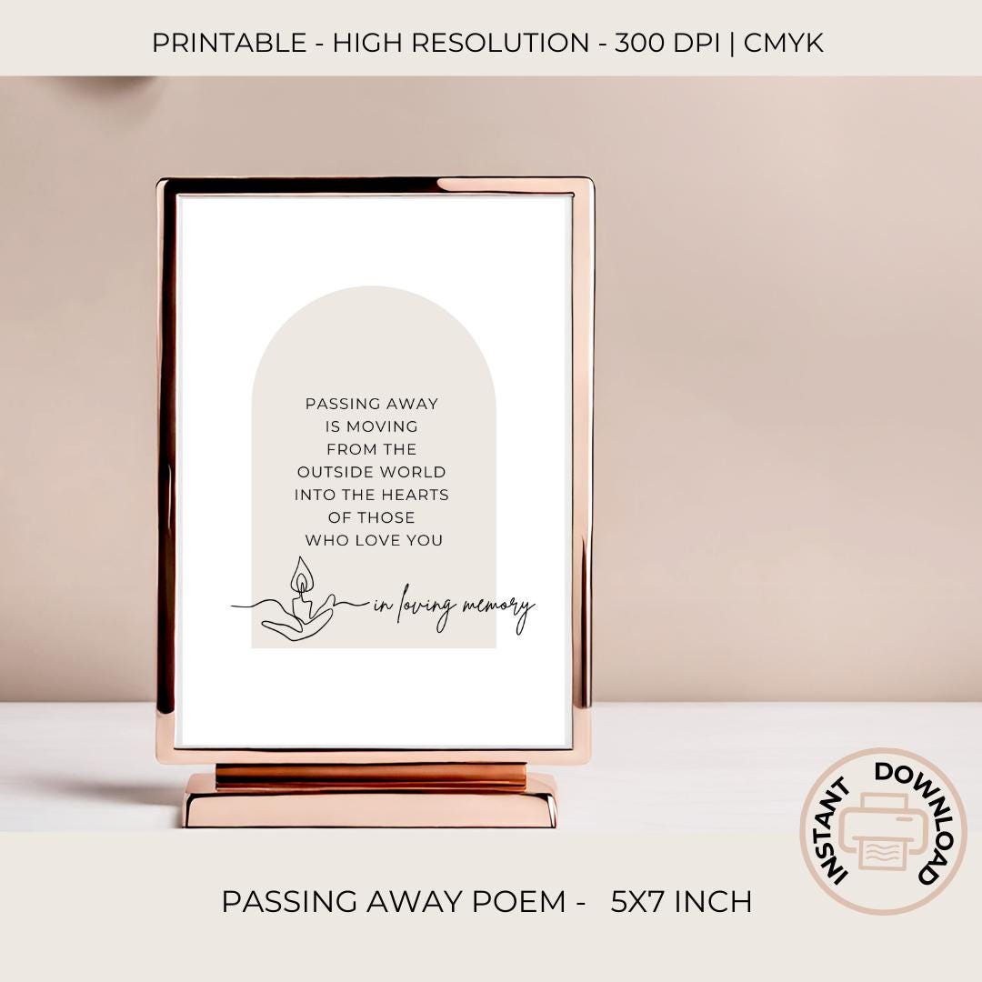 PASSING AWAY Funeral Poem 5x7 | Remembrance | in Loving Memory Print ...