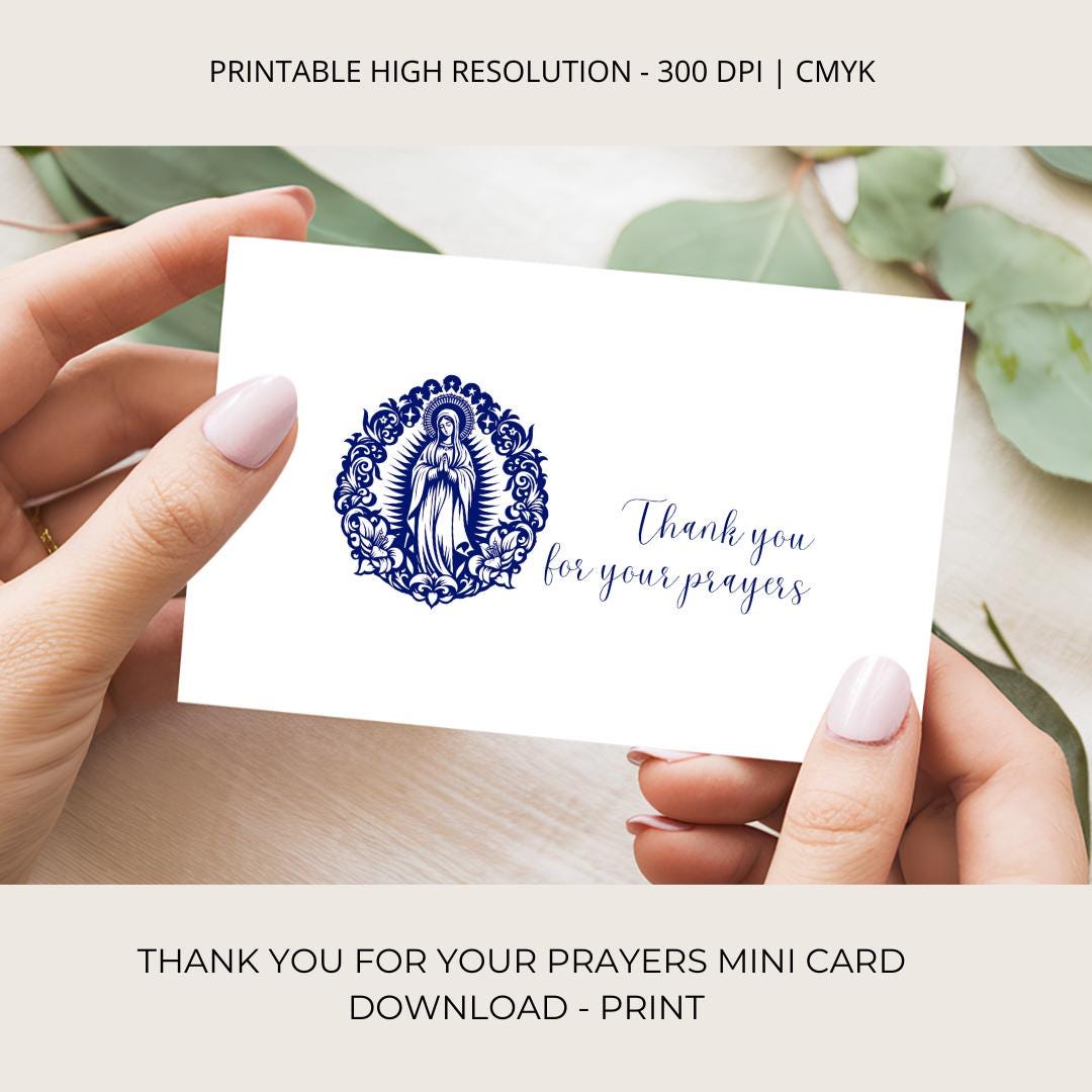 Printable Tribute Card | Thank You for Your Prayers Mini Card | Funeral ...