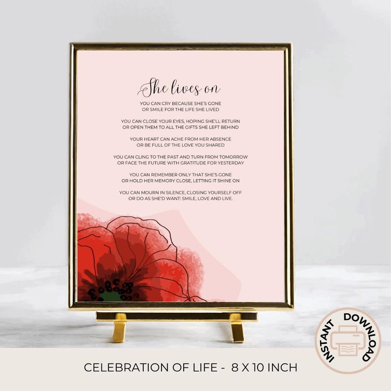 FUNERAL POEM She Lives on | Grief Support | in Loving Memory ...
