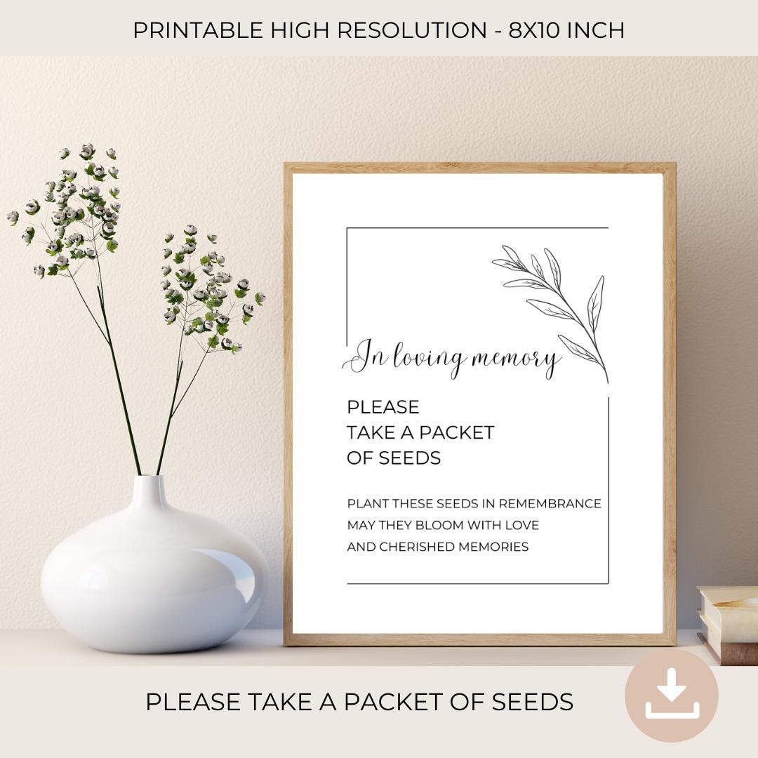 Plant These Seeds in Loving Memory Sign | Please Take A Packet of Seeds ...