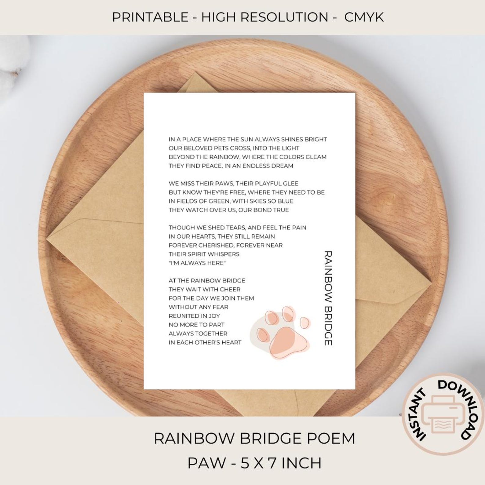 Rainbow Bridge Poem Table Sign 5x7 Inch | Pet Sympathy Card | Dog ...