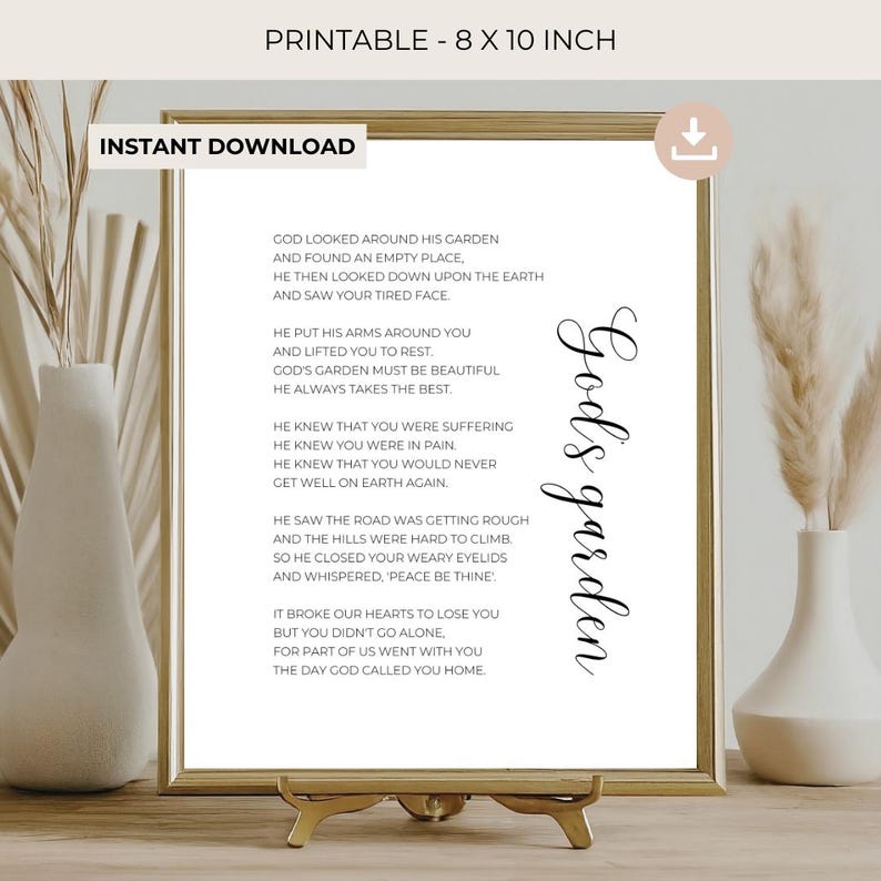 God's Garden Poem | Funeral Poem | Love From Heaven | in Loving Memory ...