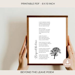 Beyond the Leaves Funeral Poem | in Loving Memory Digital Print ...