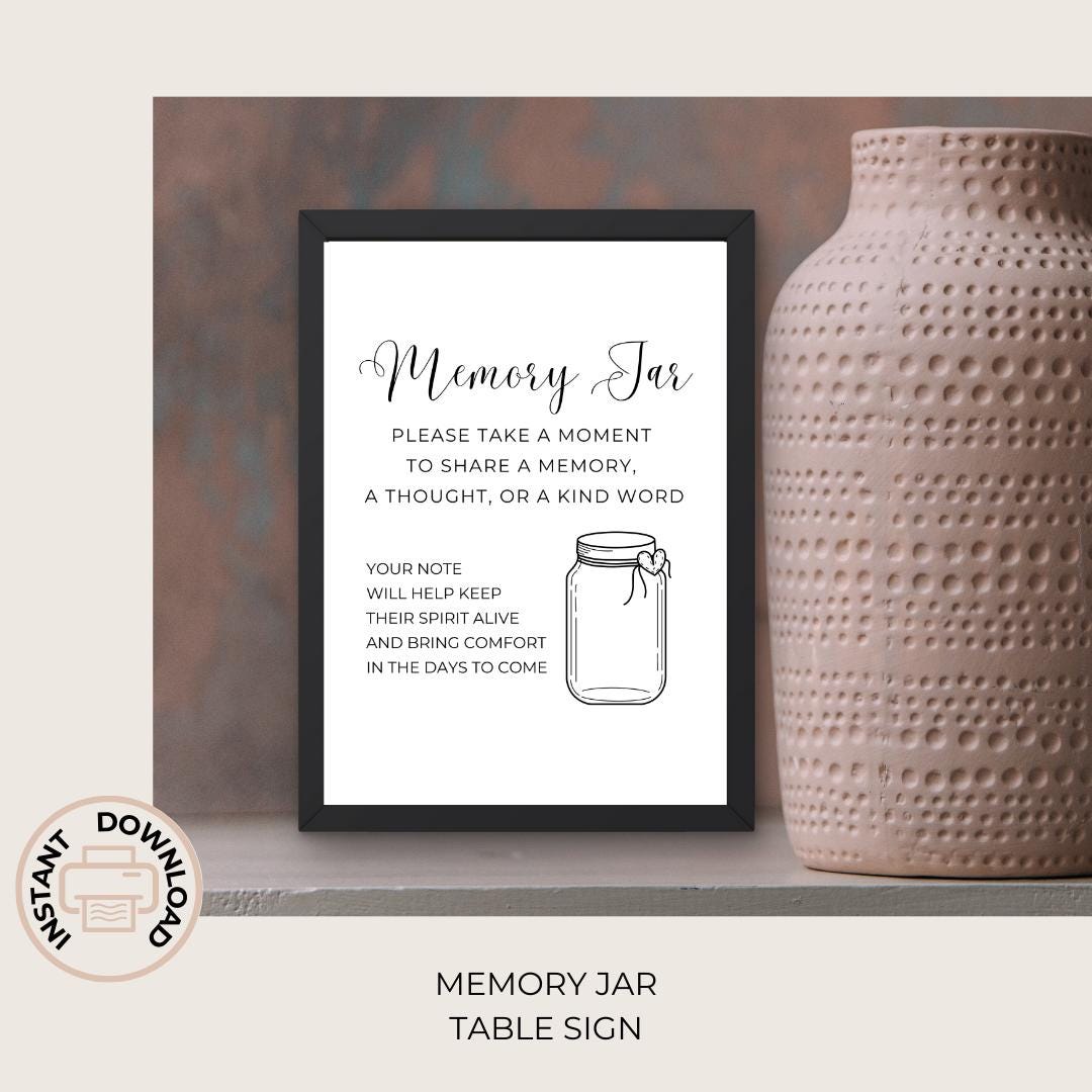 Funeral MEMORY JAR Table Sign | Minimalist Memorial Table Sign ...