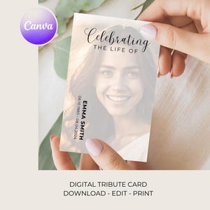 In Loving Memory Tribute Card | Printable Funeral Keepsake ...